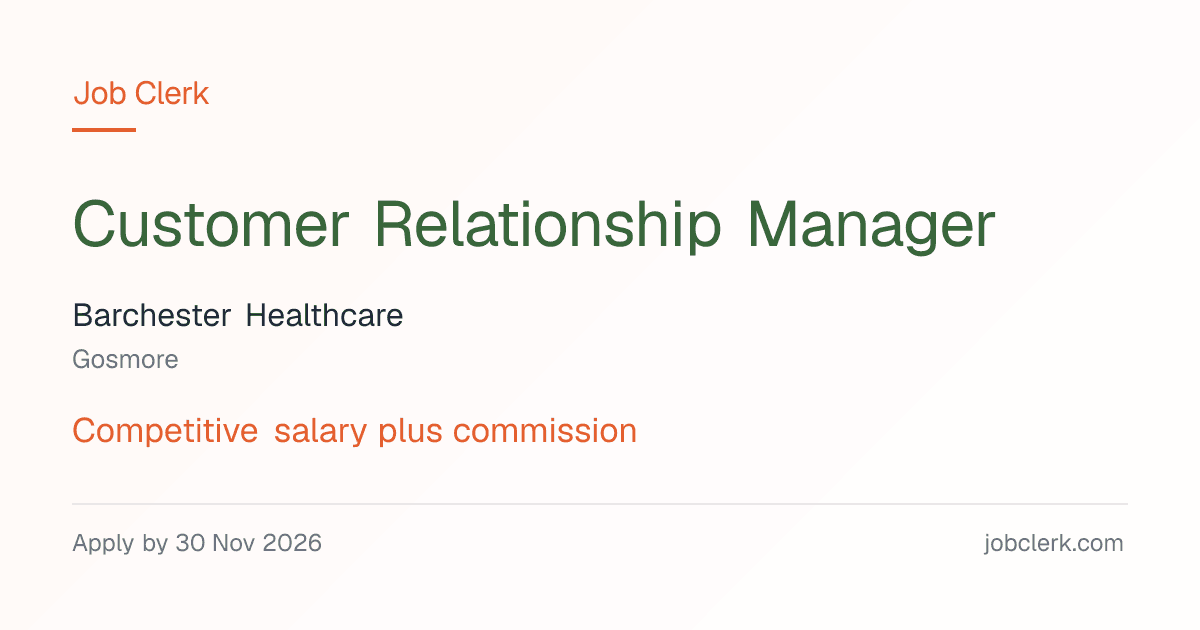 Customer Relationship Manager — Opportunity to develop… NHS Job